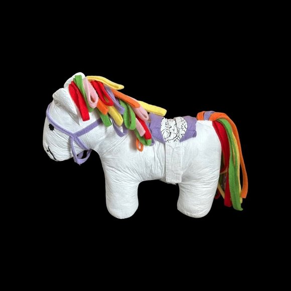 ALEX | Toys | Nylon Horse Plush White Stuffed Animal Alex Rainbow Mane ...